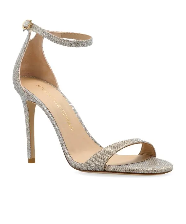 STUART WEITZMAN Open-toe Stiletto Sandals With Buckle Detail - Silver