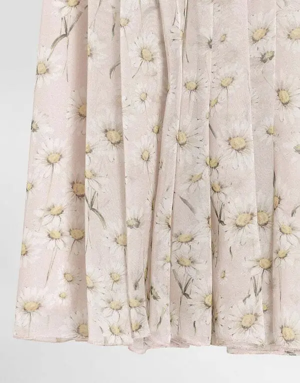 Dolce & Gabbana Pleated Daisy-print Midi Skirt