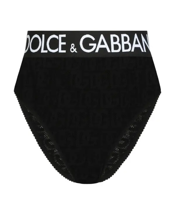 Dolce & Gabbana Dolce Gabbana High Waist Logo Waistband Briefs - Black