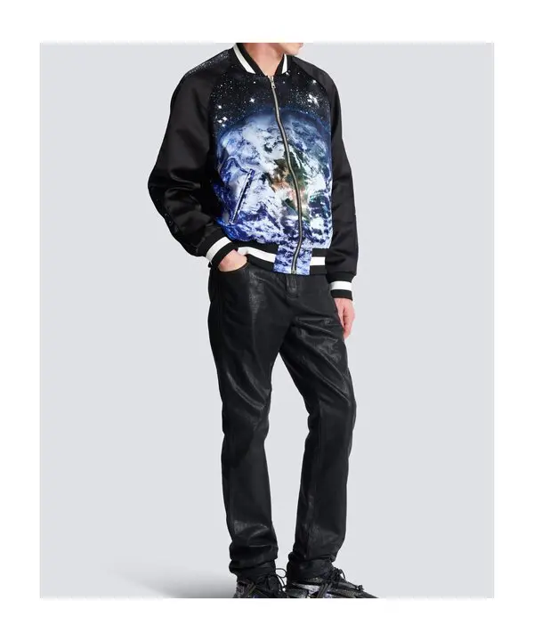 Balmain Earth And Stars Printed Bomber Jacket