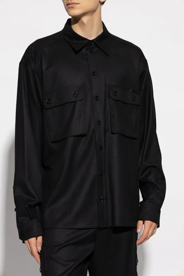 Dolce & Gabbana Dolce Gabbana Oversize Flannel Shirt - Black