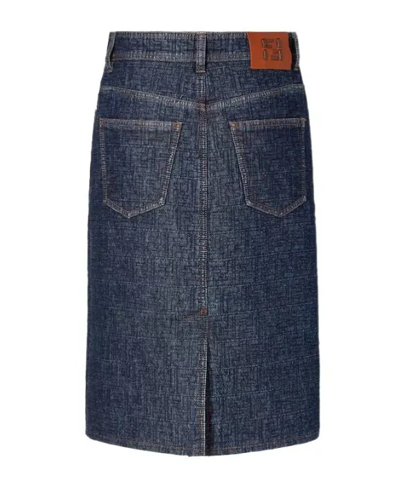 Fendi Ff Jacquard Denim Midi Skirt