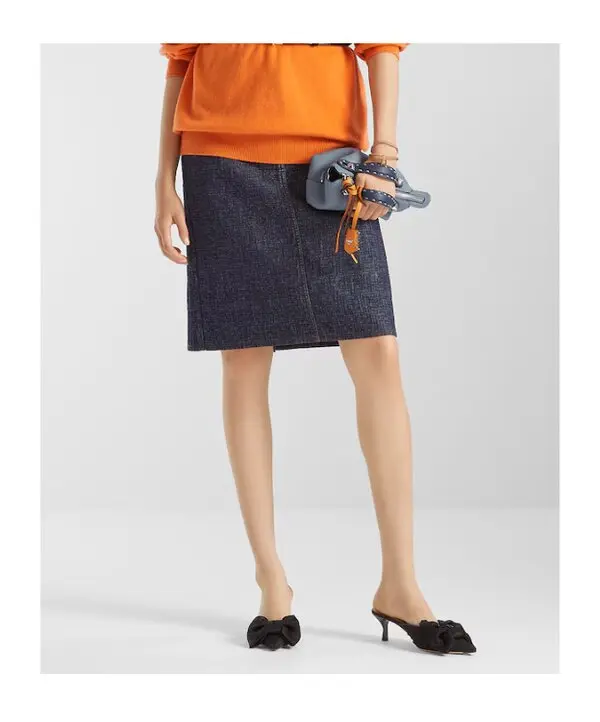 Fendi Ff Jacquard Denim Midi Skirt