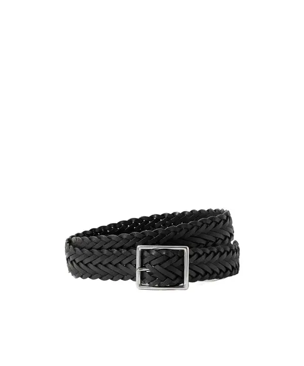 NILI LOTAN Nicola Braided Leather Belt - Black