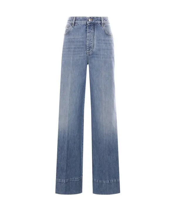 Bottega Veneta Buttoned Wide-leg Jeans - Medium Blue