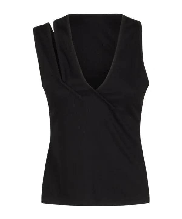 Christopher Esber Asymmetric Ribbed V-neck Tank Top