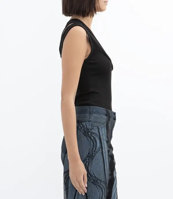 Christopher Esber Asymmetric Ribbed V-neck Tank Top