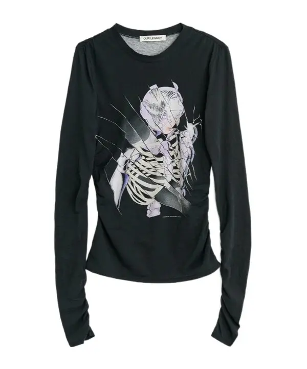 Our Legacy Strain Ruched Long Sleeve T-shirt - Black