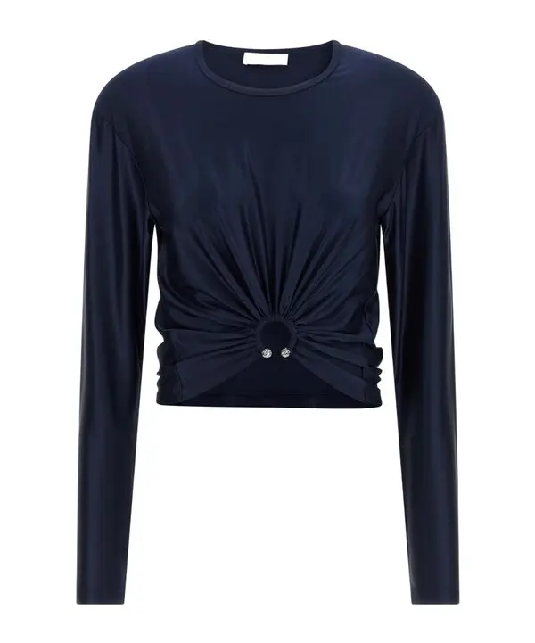 Rabanne Long Sleeve Round Neck Top With Piercing Detail