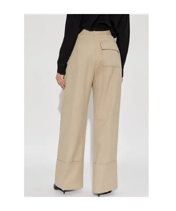 Victoria Beckham Wide Leg Turn-up Trousers
