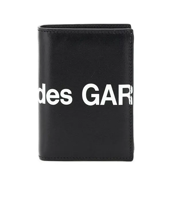 Comme Des Garçons Huge Logo Mini Bi-fold Leather Wallet - Black