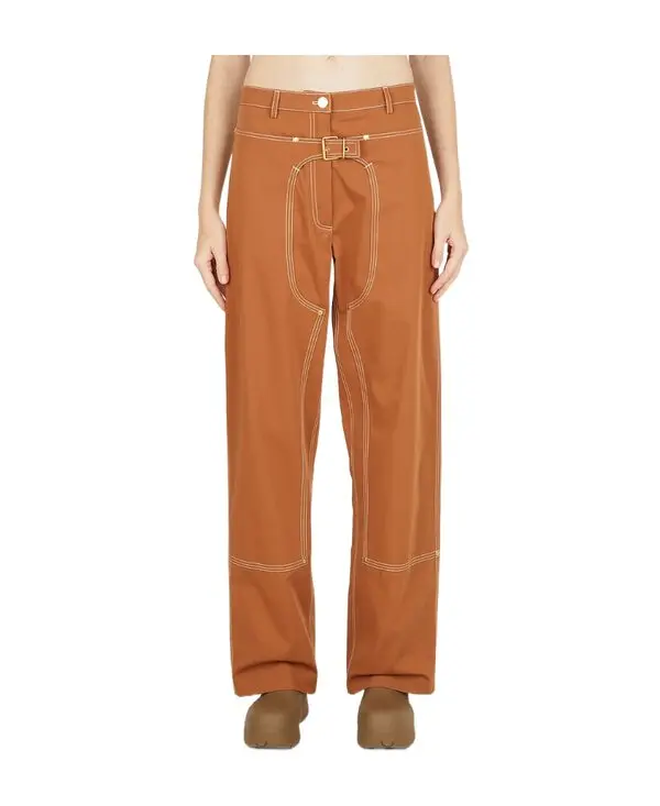 Stella McCartney High Waist Buckled Straight Leg Trousers
