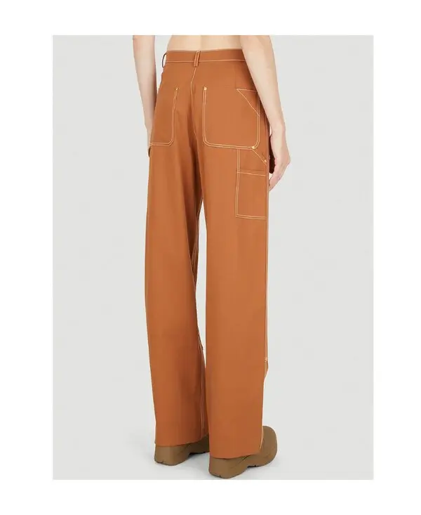 Stella McCartney High Waist Buckled Straight Leg Trousers