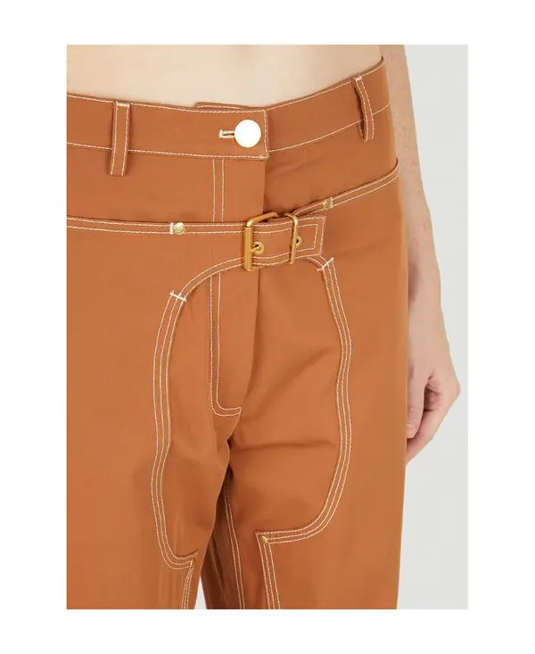 Stella McCartney High Waist Buckled Straight Leg Trousers