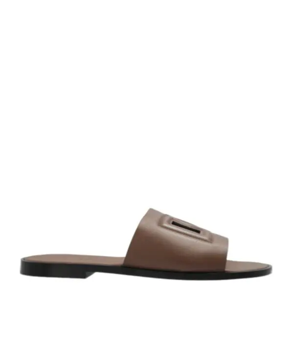 Dolce & Gabbana Dg Cut-out Detail Slides - Brown