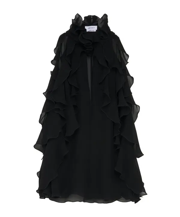Alexander McQueen Ruffled High Neck Sleeveless Top - Black