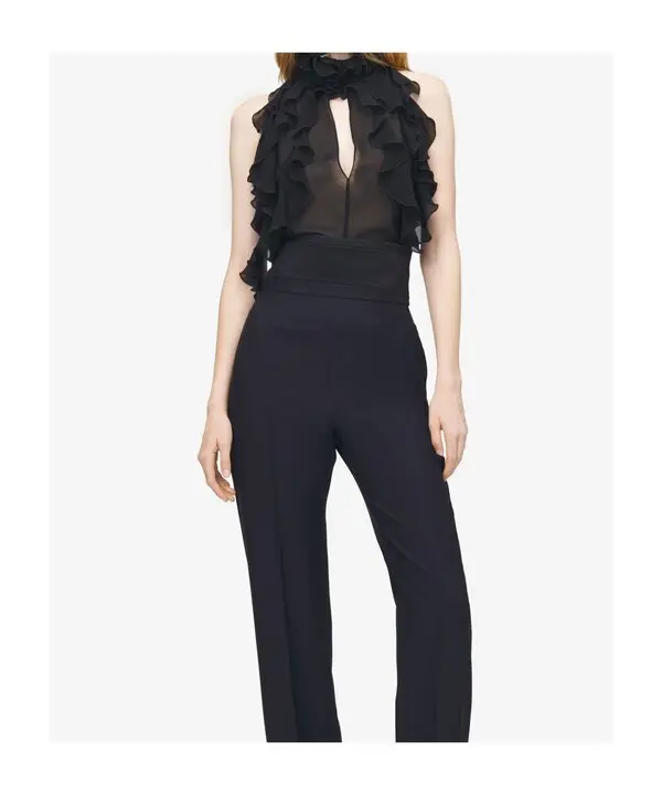 Alexander McQueen Ruffled High Neck Sleeveless Top
