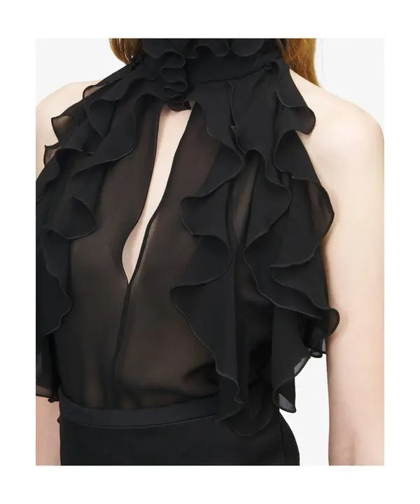 Alexander McQueen Ruffled High Neck Sleeveless Top