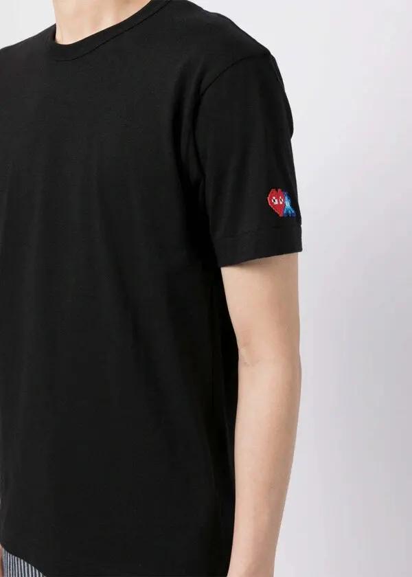 Play Comme Des Garcon X Invader Logo-patch Cotton T-shirt