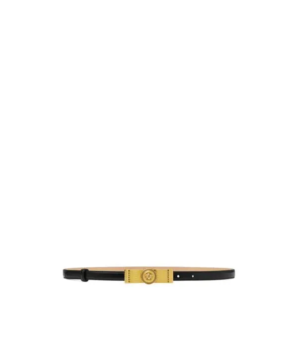 Versace Medusa Logo-plaque Leather Belt - Black/gold