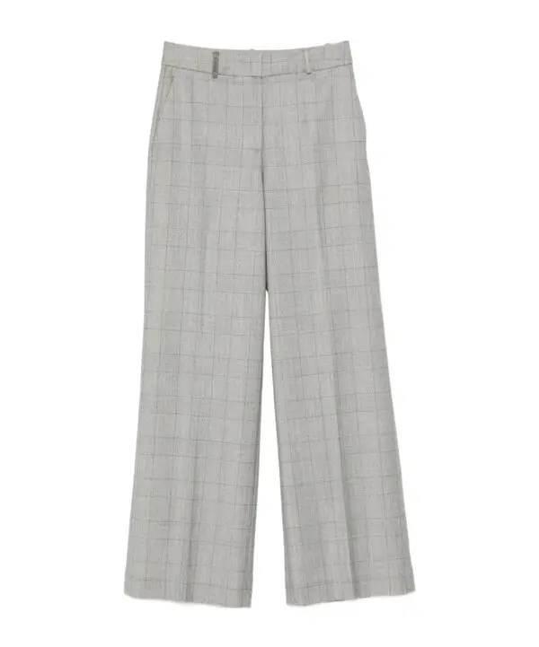 Peserico Checked Straight-leg Trousers - Gray