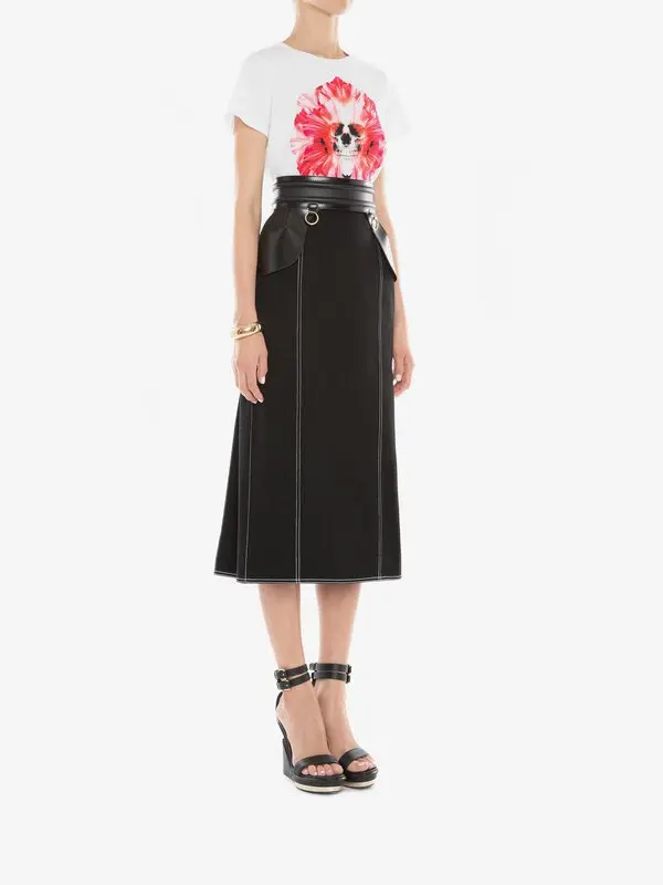 Alexander McQueen Round Neck Short Sleeve T-shirt With Skull Flower Print