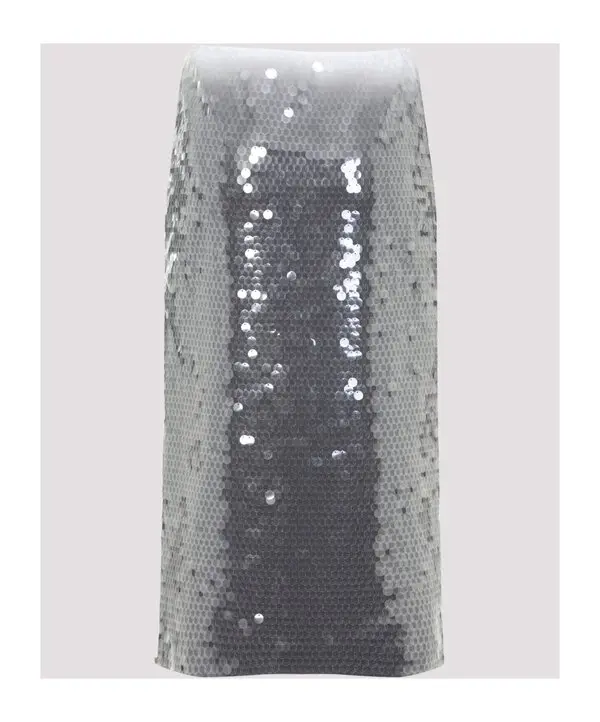 Sportmax Allover Sequin Embellished Midi Skirt - Gray