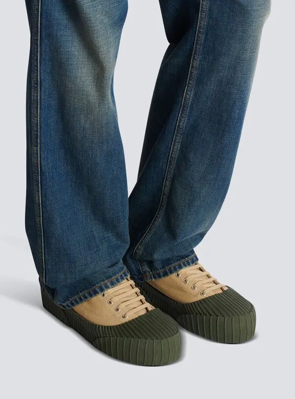 Balmain Riff High Top Canvas Sneakers