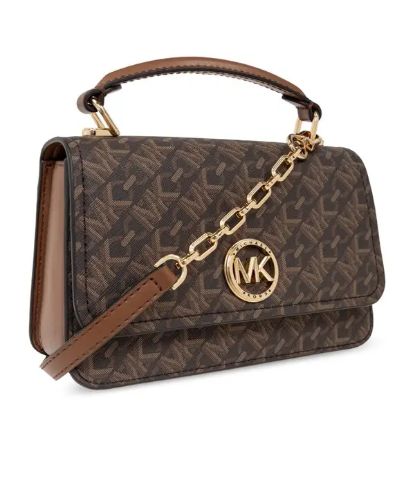 Michael Kors Delancey Monogram Shoulder Bag - Black
