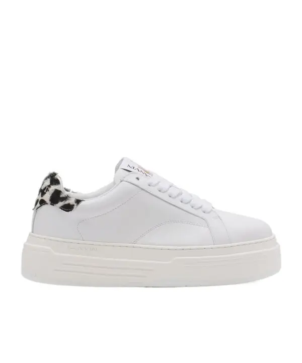 LANVIN Low Top Sneakers With Pony-pattern Heel - White/black