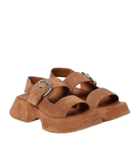 VIC MATIE Platform Buckle Heeled Sandals - Brown