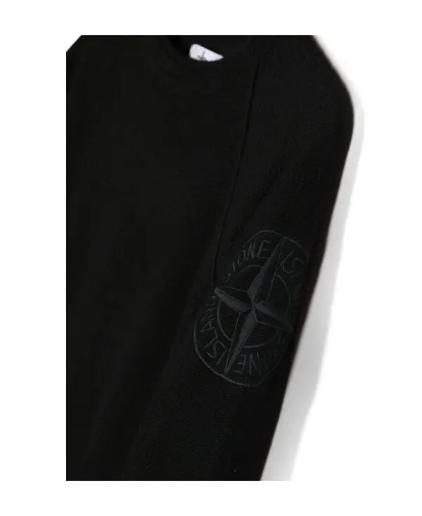 Stone Island Embroidered-logo Crew-neck Jumper - Black