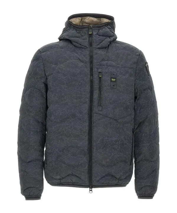 BLAUER. Waxed Down Jacket With Hood - Black