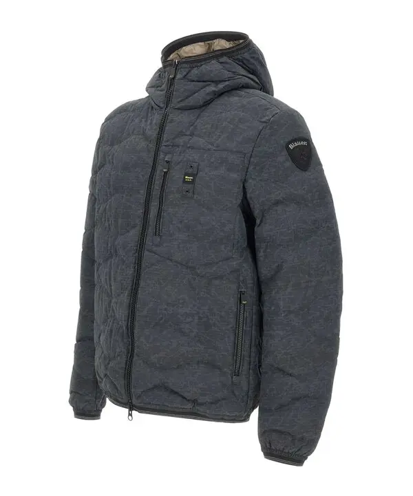 BLAUER. Waxed Down Jacket With Hood - Black
