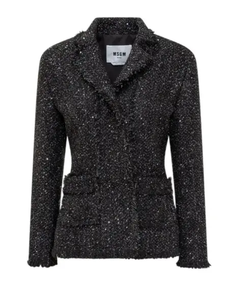 MSGM Long-sleeved Single-breasted Bouclé Blazer