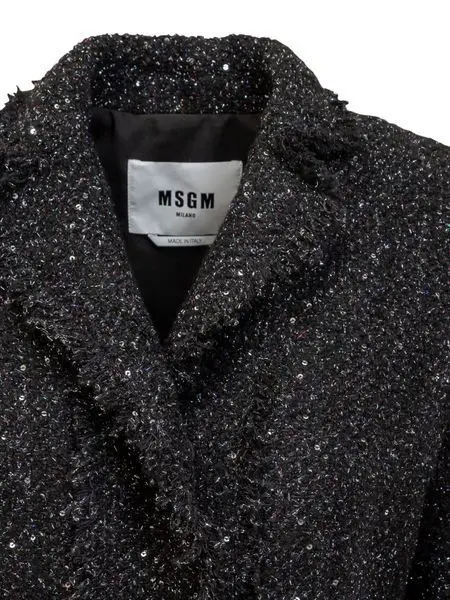 MSGM Long-sleeved Single-breasted Bouclé Blazer