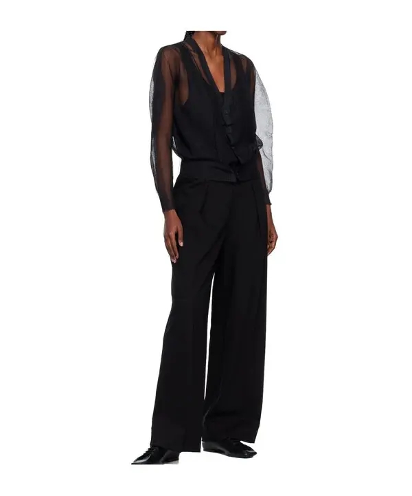 Issey Miyake Sheer Lantern Sleeve Cardigan