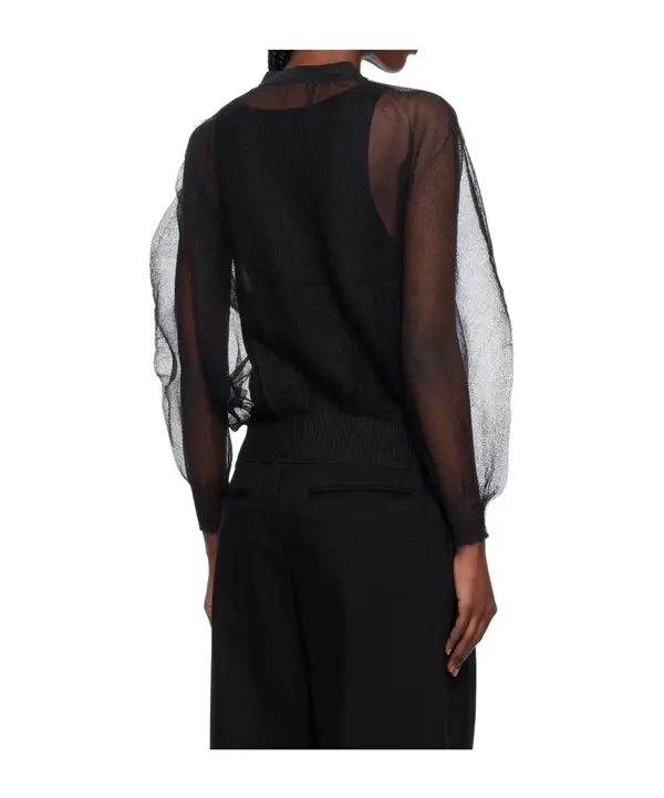 Issey Miyake Sheer Lantern Sleeve Cardigan