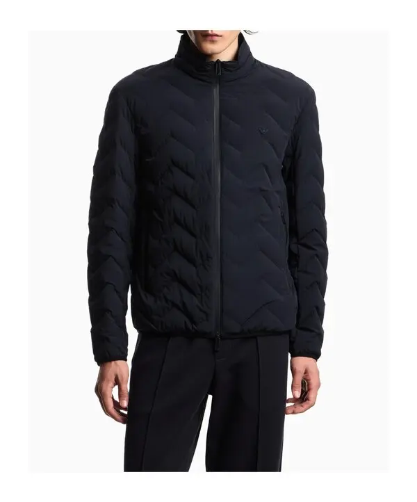 Emporio Armani Quilted Zip-fastening Jacket With Micro-eagle Embroidery