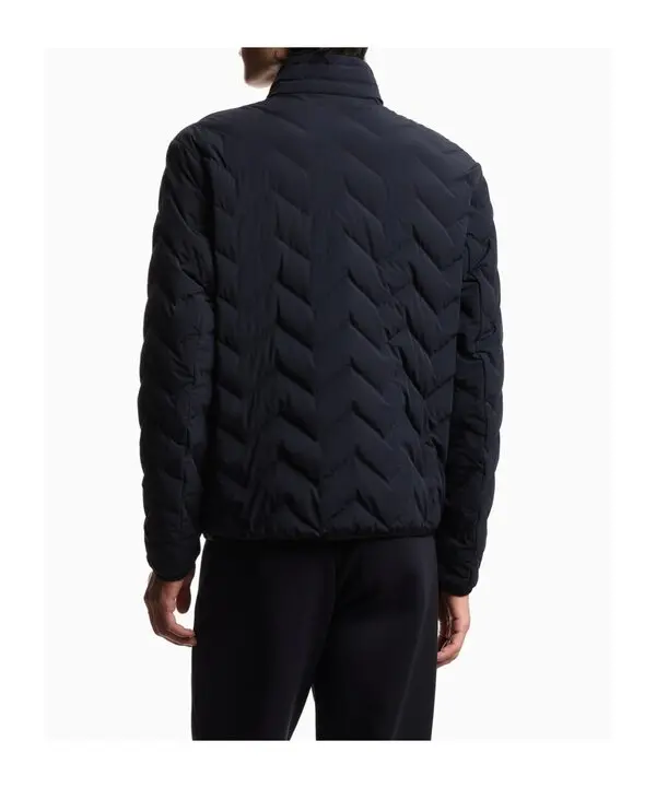 Emporio Armani Quilted Zip-fastening Jacket With Micro-eagle Embroidery