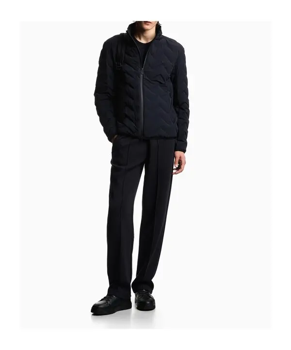 Emporio Armani Quilted Zip-fastening Jacket With Micro-eagle Embroidery