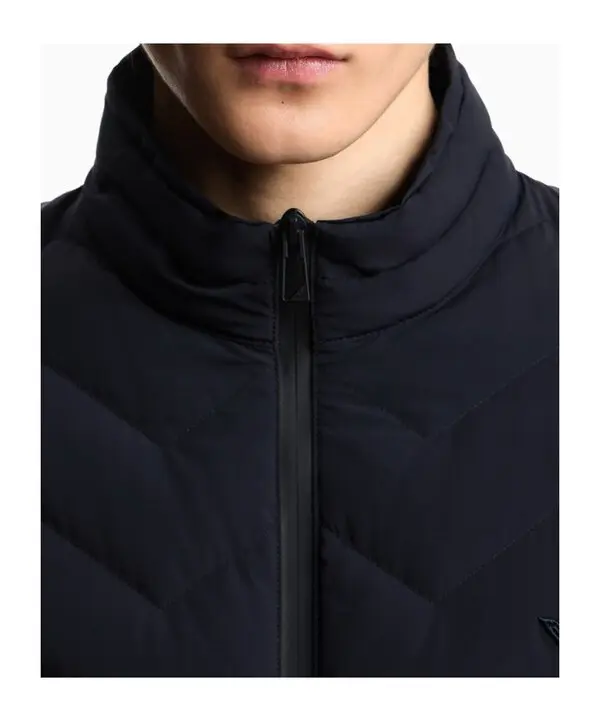 Emporio Armani Quilted Zip-fastening Jacket With Micro-eagle Embroidery
