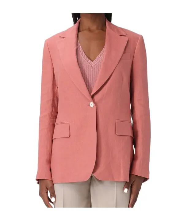 Eleventy Long Sleeve Collared Button Closure Blazer - Pink