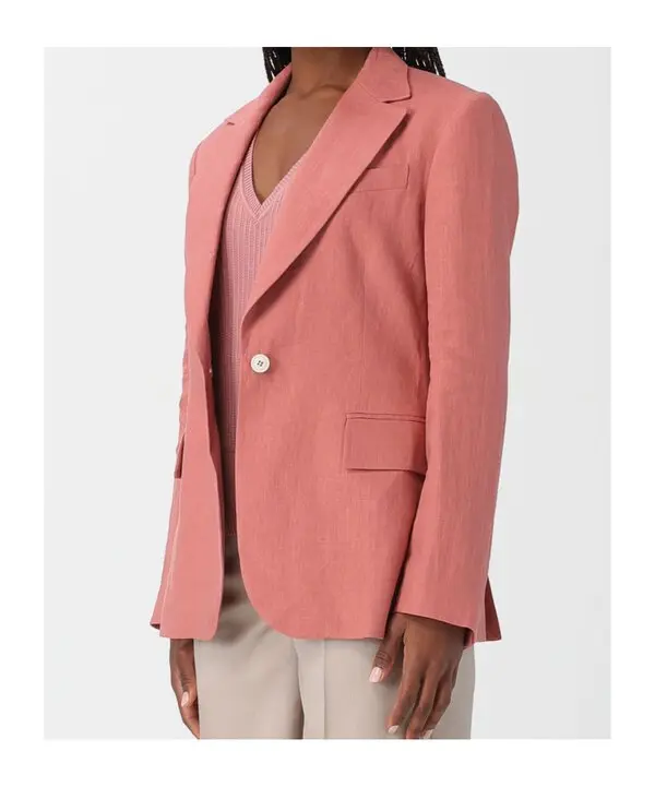 Eleventy Long Sleeve Collared Button Closure Blazer - Pink