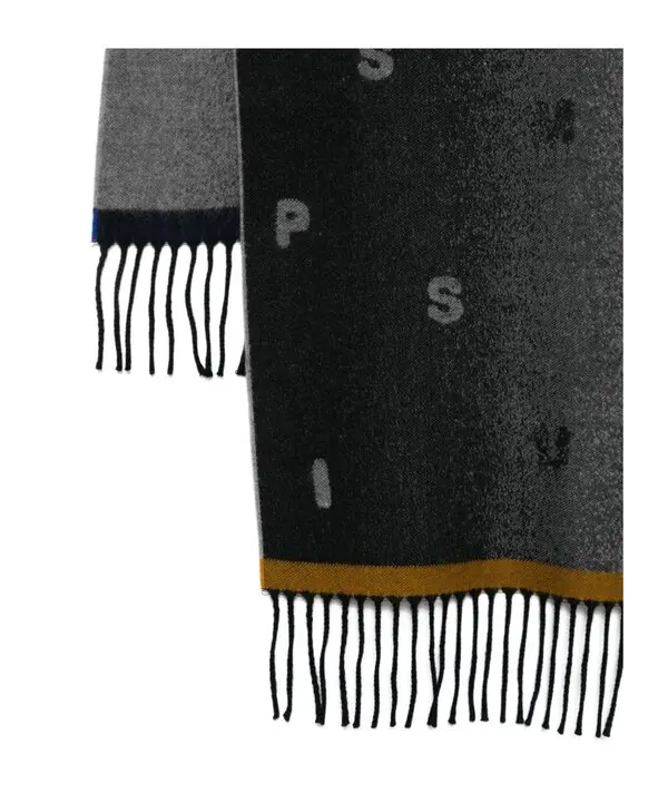 Paul Smith Logo Jacquard Fringed Scarf