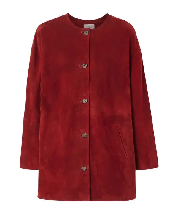 Loulou De Saison Waren Single-breasted Suede Coat - Red