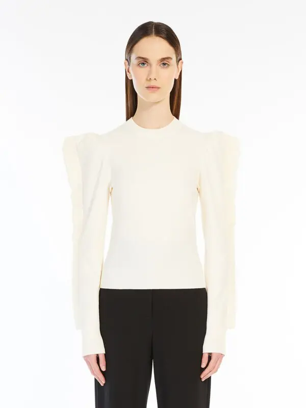 Max Mara Textured Puff-shoulder Knitted Top