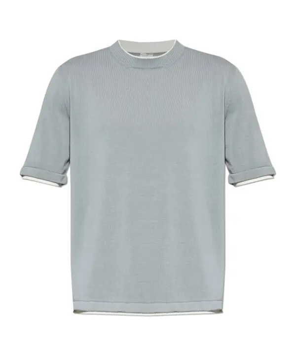 Eleventy Short Sleeved Crewneck Knitted Top - Grey