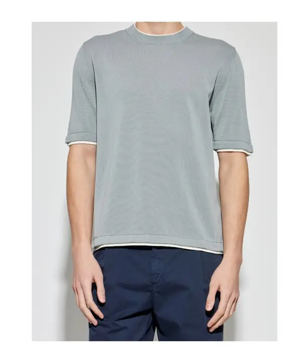 Eleventy Short Sleeved Crewneck Knitted Top - Grey