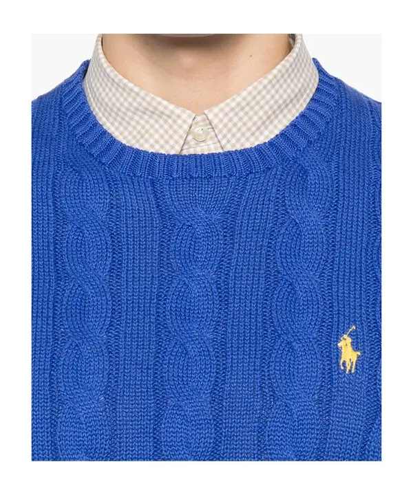 Polo Ralph Lauren Cable Knit Jumper With Embroidered Logo - Blue
